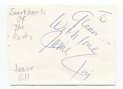 Sweethearts of the Rodeo - Janis Oliver Signed Index Cut 3x5 Card ...