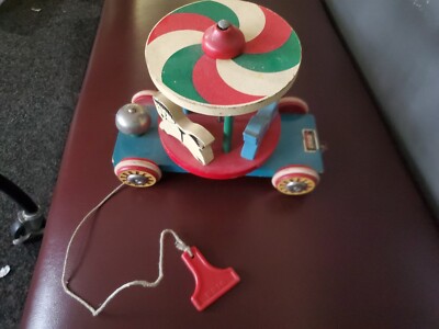 Vintage WOODEN BRIO Carousel Horse Merry Go Round Pull Toy Made in ...