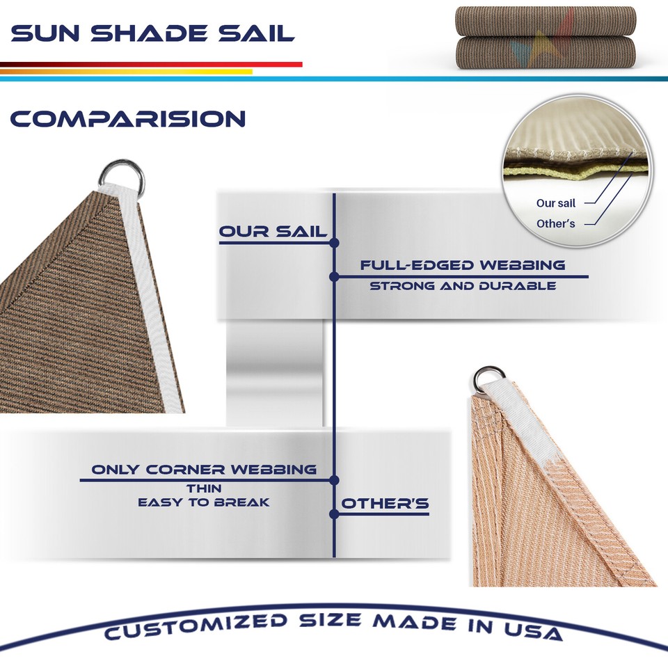 Standard Rectangle Curve Sun Shade Sail Home Garden Pool Patio Cover ...