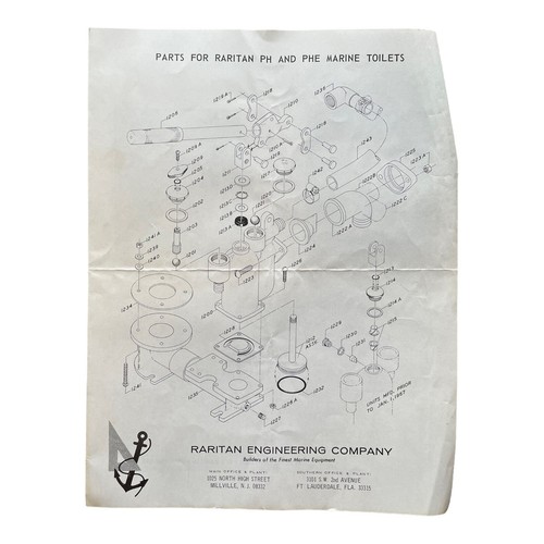 Raritan Boat Compact Marine Toilet Parts List Diagram PH PHE - Pre 1967 ...