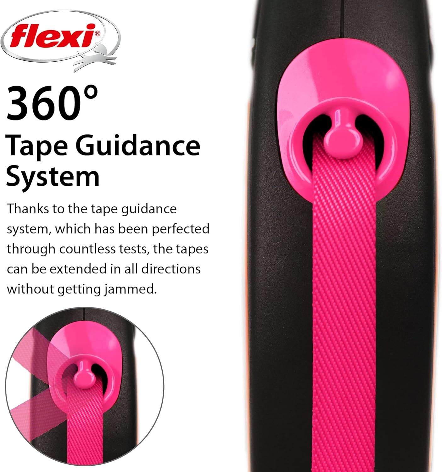 Flexi New Neon Tape Pink Medium 5m Retractable Dog Leash/Lead for dogs ...