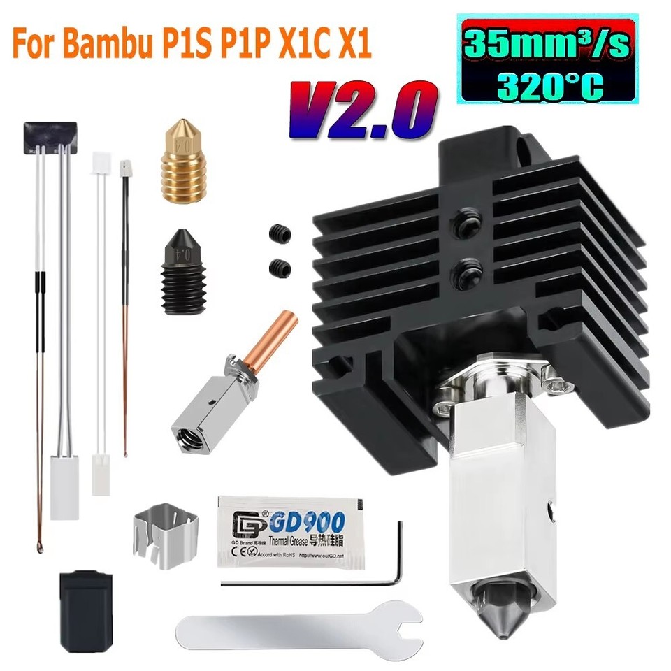 Hotend Nozzle Kit Hot End Assembly For Bambu Lab X1/X1C/P1P/P1S 3D ...