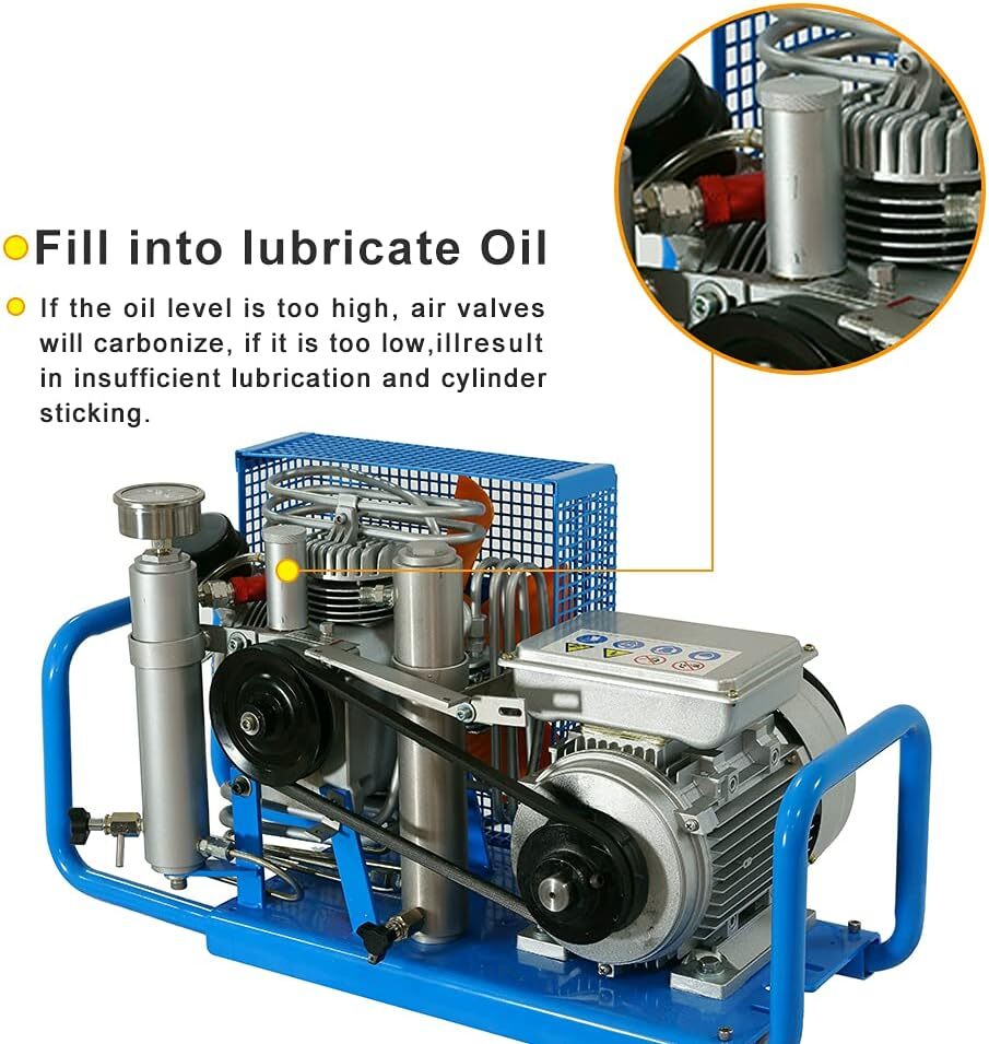 2.2KW 3 HP 220V 300 bar High Pressure Air Compressor Scuba Tank Refill ...