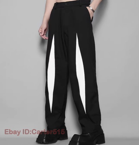 Men's Autumn Fashion Casual Loose Color Matching Suit Pants Youth Party ...