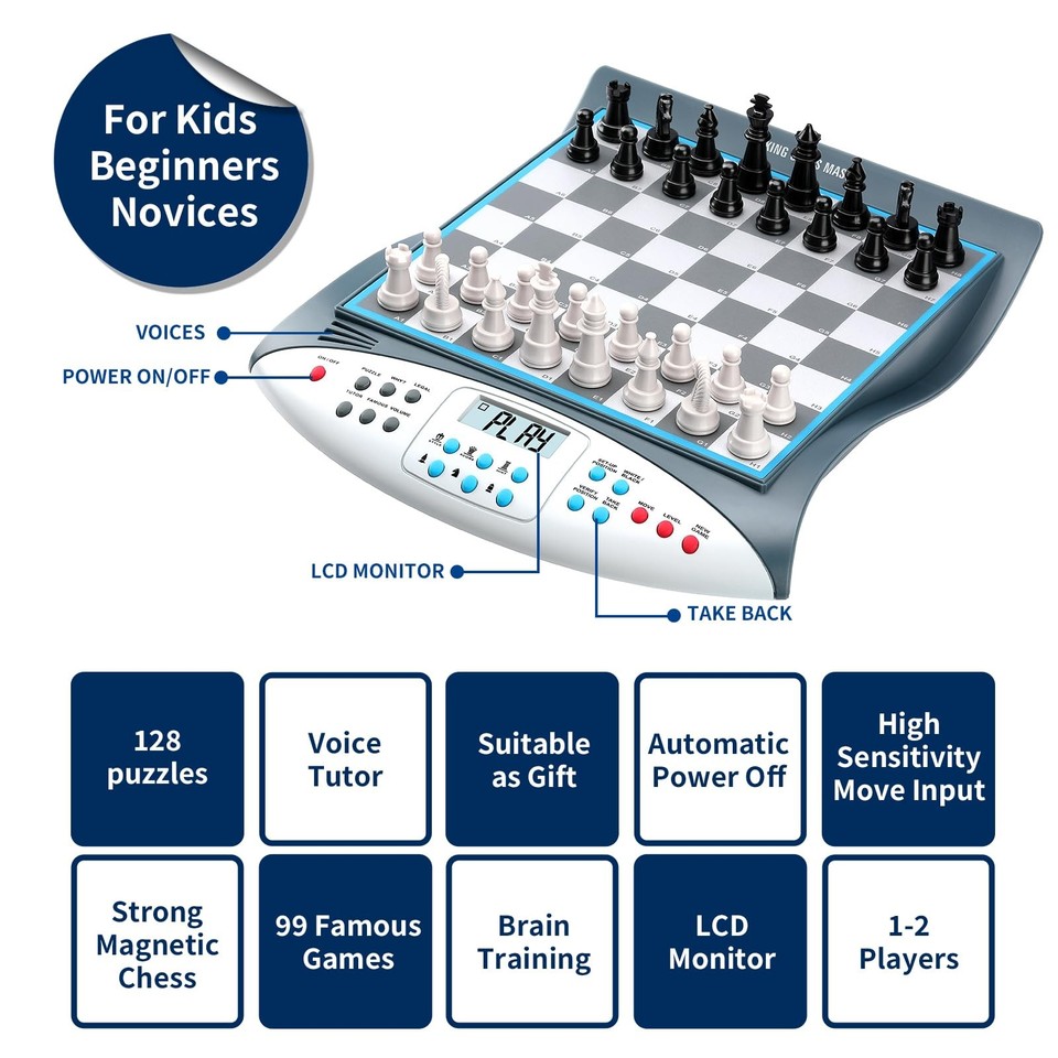 Talking Chess Master Electronic Chess Set - Electronic Chess Board with ...