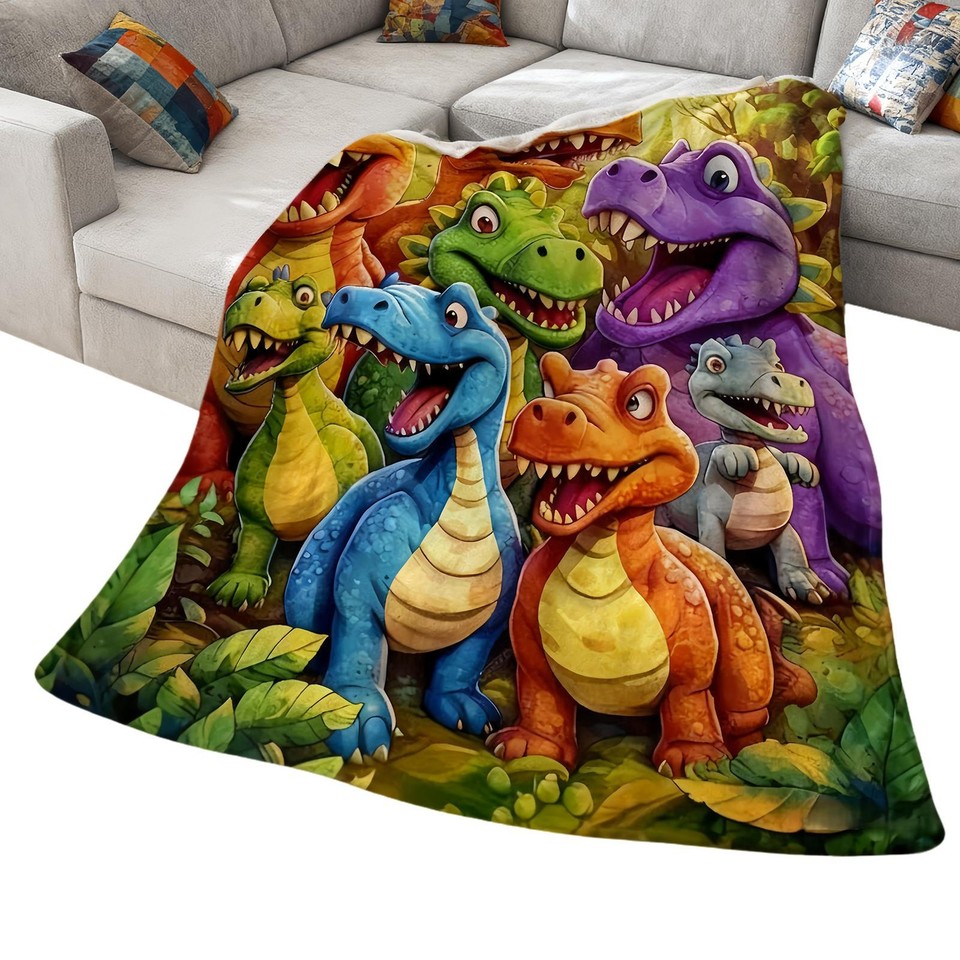 Cute Smiling Dinosaurs HD Digital Print Flannel%2C Soft Funny Throw Blanket HO T | eBay Australia