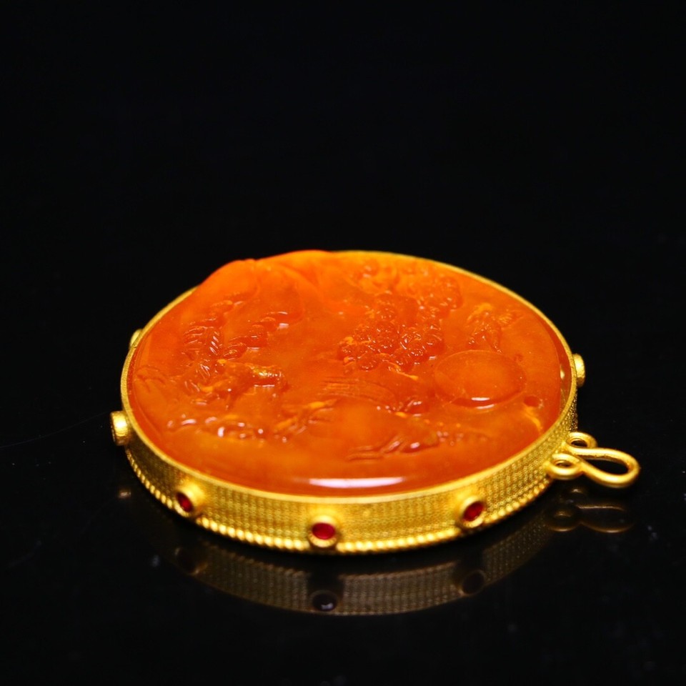 Perfect High Ice Natural Jade Precision Carving Landscape Pendant M1335 ...