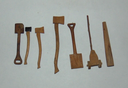 Toy Gardening Tools Antique Colonial Style Wooden Axe Maul Shovel ...