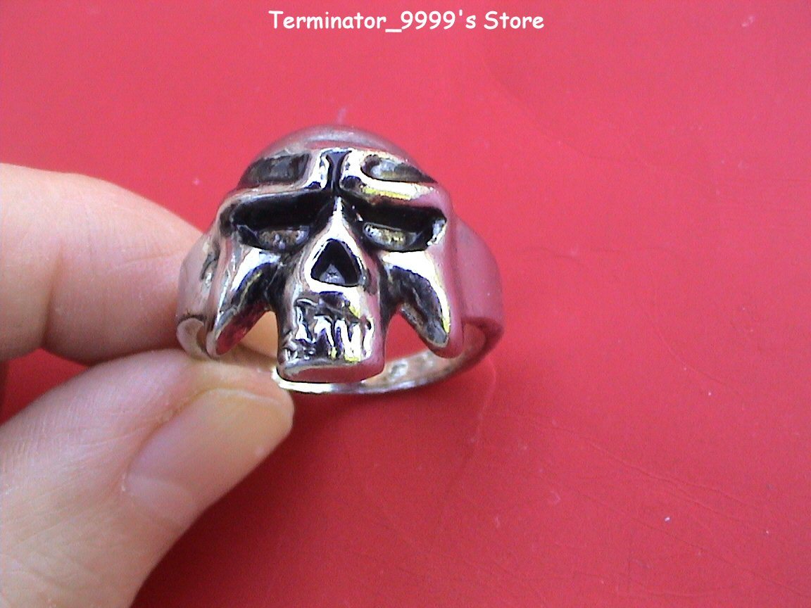 SIZE 11.5 MEN'S SILVER TONE SKULL COMMANDER RING - VERY UNIQUE! | eBay