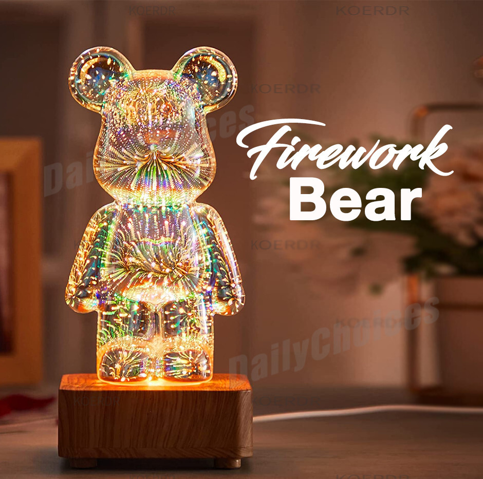 3D Firework Bear Light Luminous Bear Atmosphere Table Lamp Artwork ...