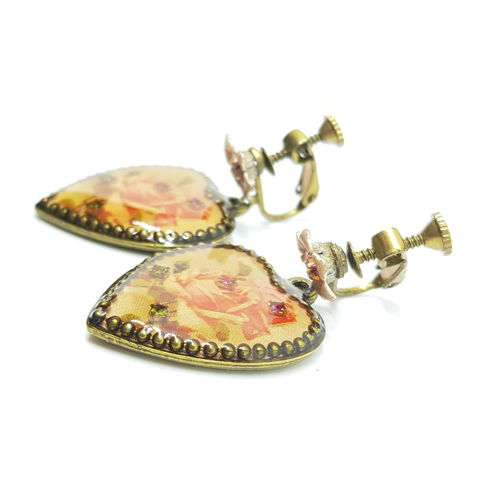 Earrings Clips Hearts Michal Negrin Crystals angels Made in Israel | eBay