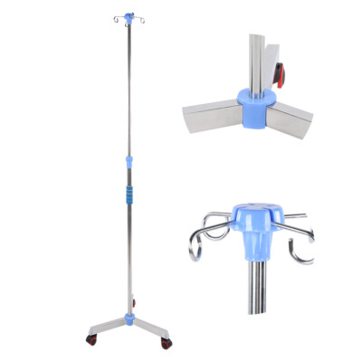 ADJUSTABLE IV POLE STAINLESS STEEL IV DRIP STAND INFUSION HOLDER FOR ...
