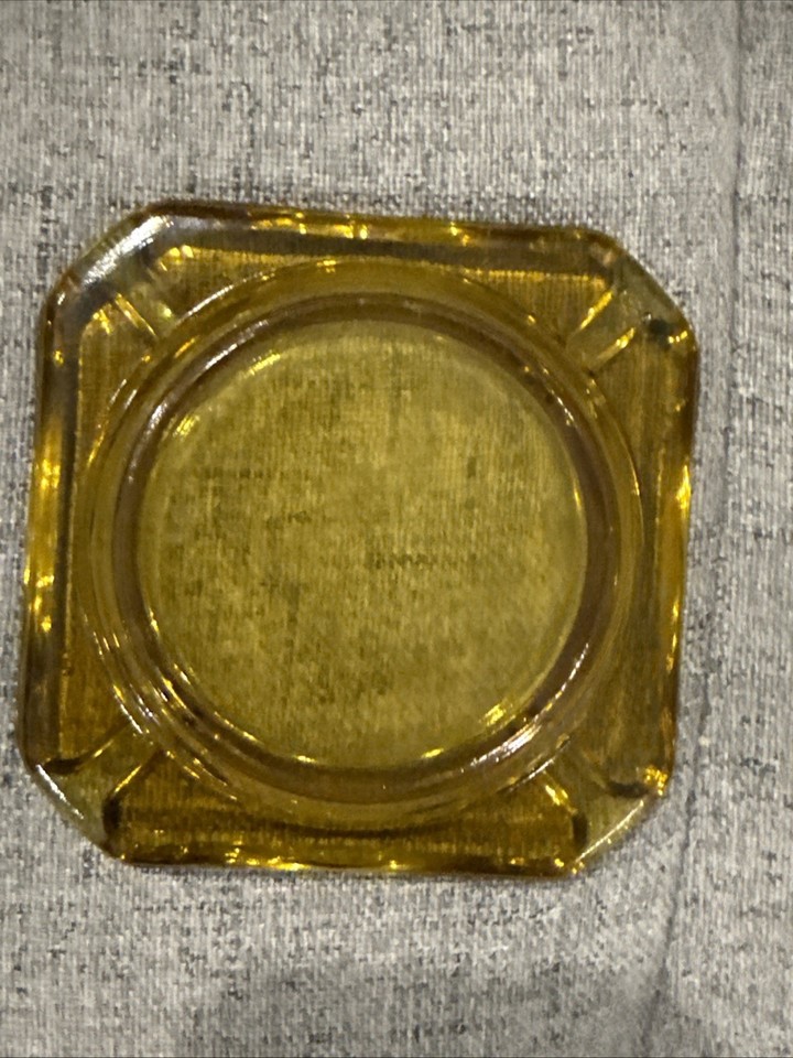 VTG Mid-Century Modern Amber Gold Glass Ashtray | eBay
