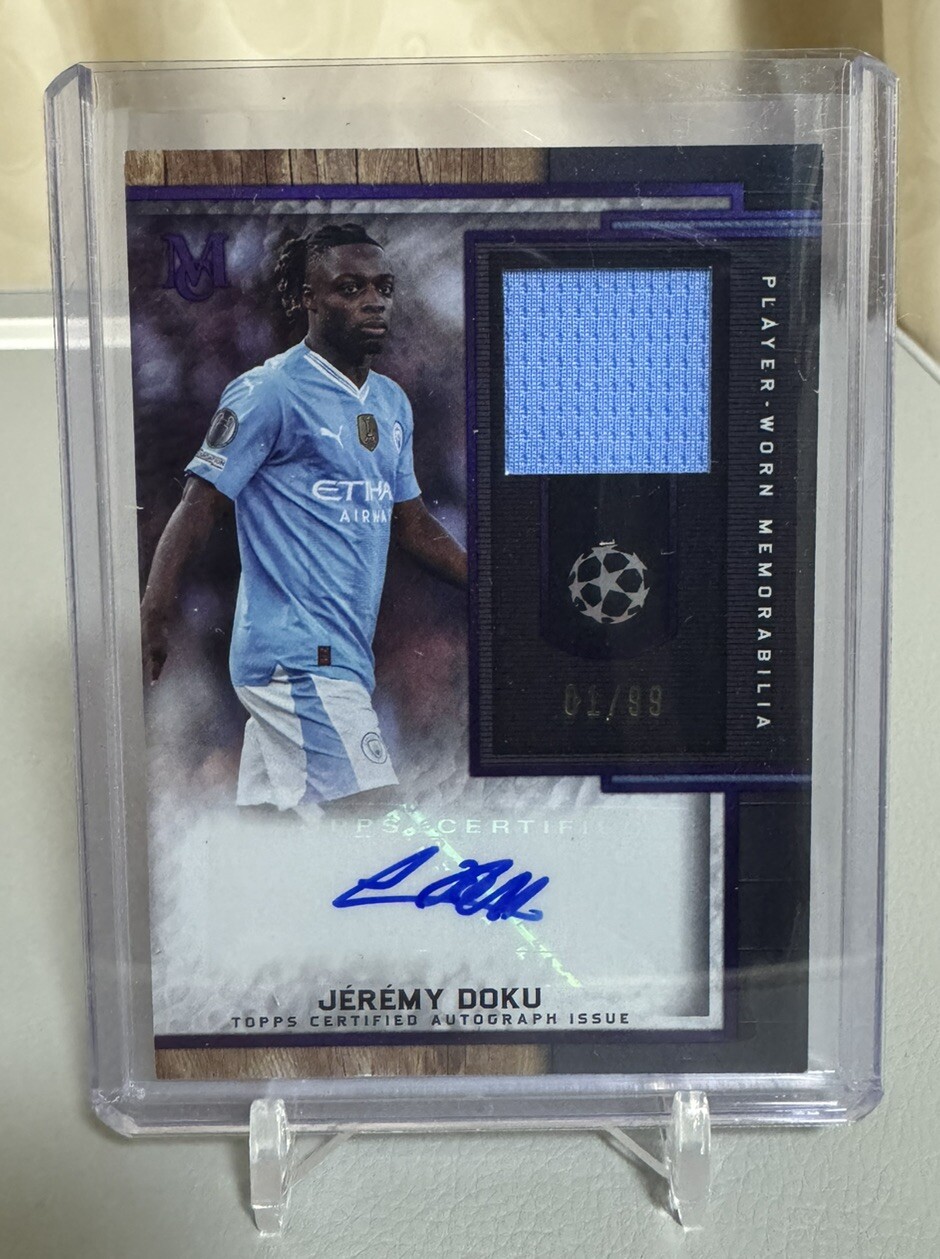 2023-24 TOPPS MUSEUM UEFA JEREMY DOKU AUTOGRAPH RELIC PATCH AUTO ...