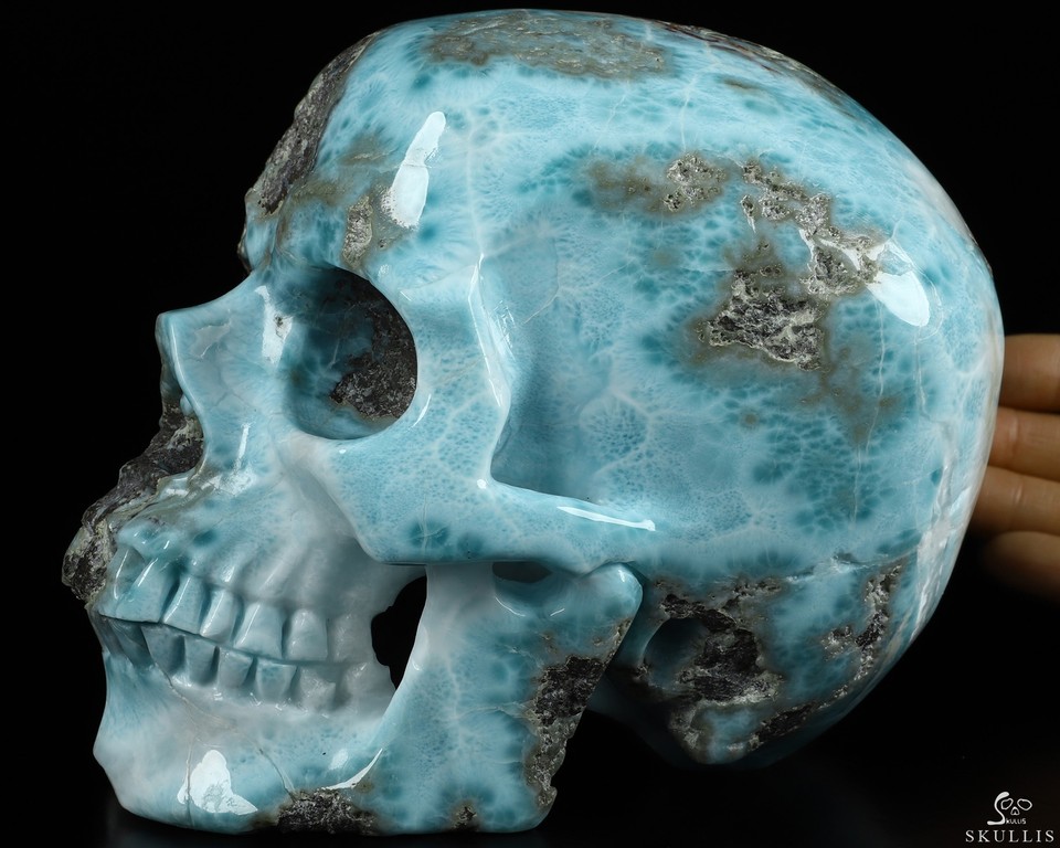 6.3" Larimar Carved Crystal Skull,Super Realistic, Crystal Healing | eBay