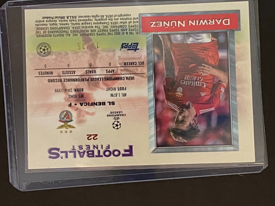 2021-22 Topps Finest Flashbacks UCL Darwin Nunez Hyper Refractor /35 ...