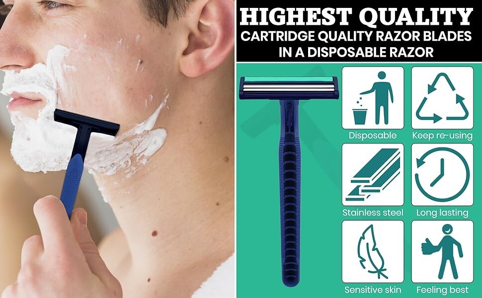 Flash Disposable Razors for Men 2 Blade 40-Pack Sensitive Skin Shave ...