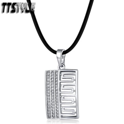 TTstyle 18K White Gold GP Greek Key Dog Tag Pendant Free Chain NEW | eBay