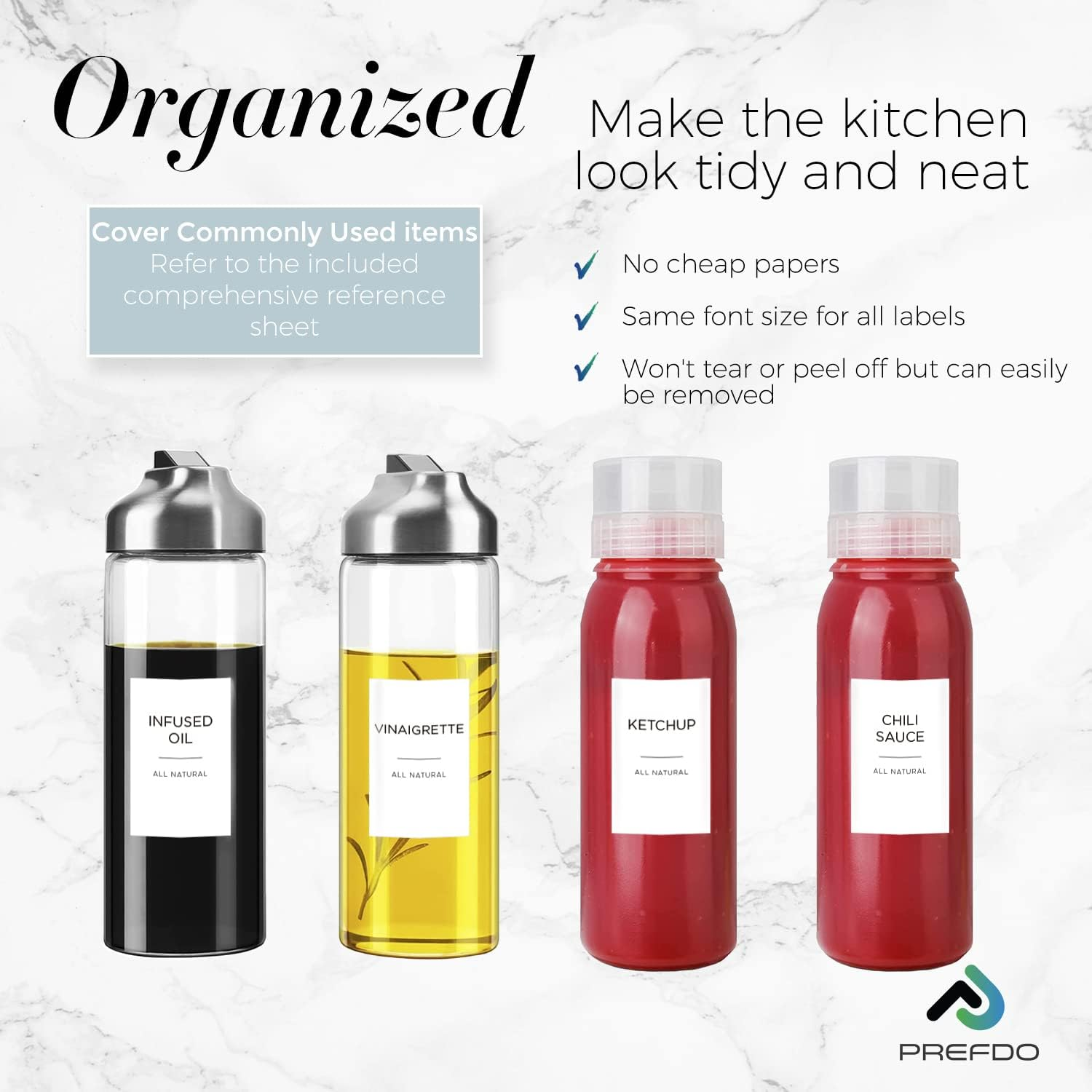 Oils, Vinegars and Condiments Labels Bottles, Prefdo 126 PCS Minimalist ...