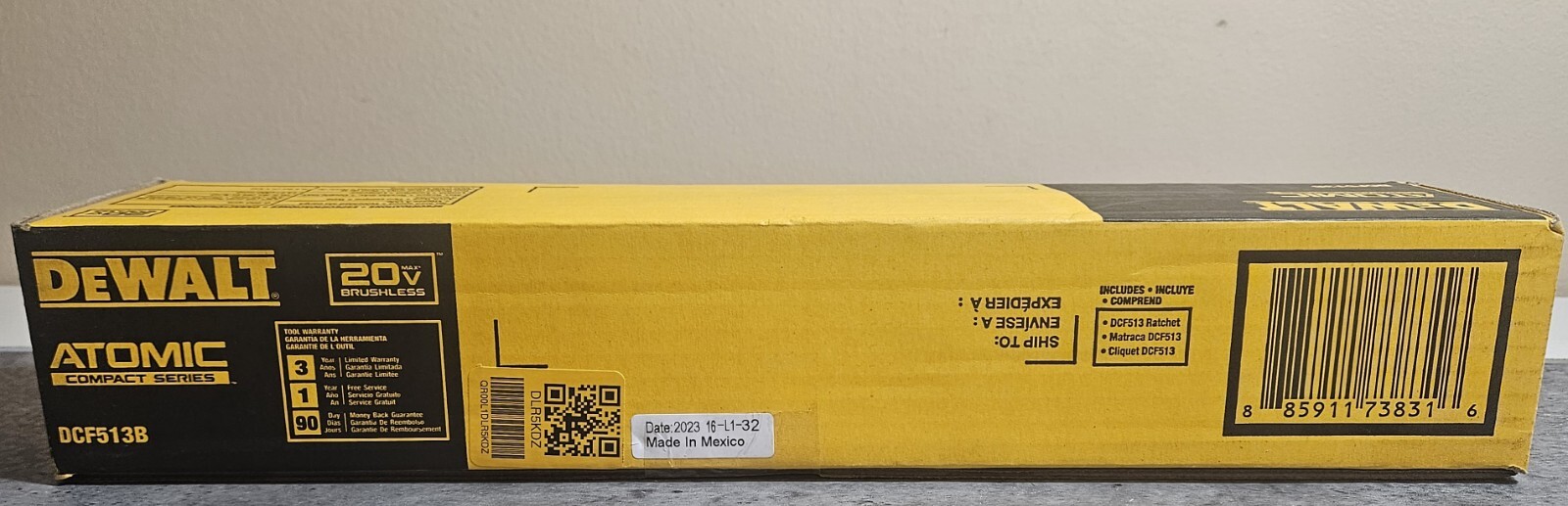 DEWALT ATOMIC COMPACT SERIES 20V MAX Brushless 3/8'' Ratchet DCF513B ...