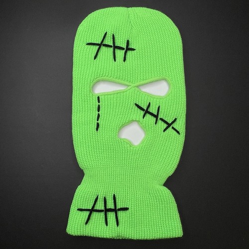 Unisex Sick Punk Gothic Streetwear Green Ski Mask with Stitches marks ...