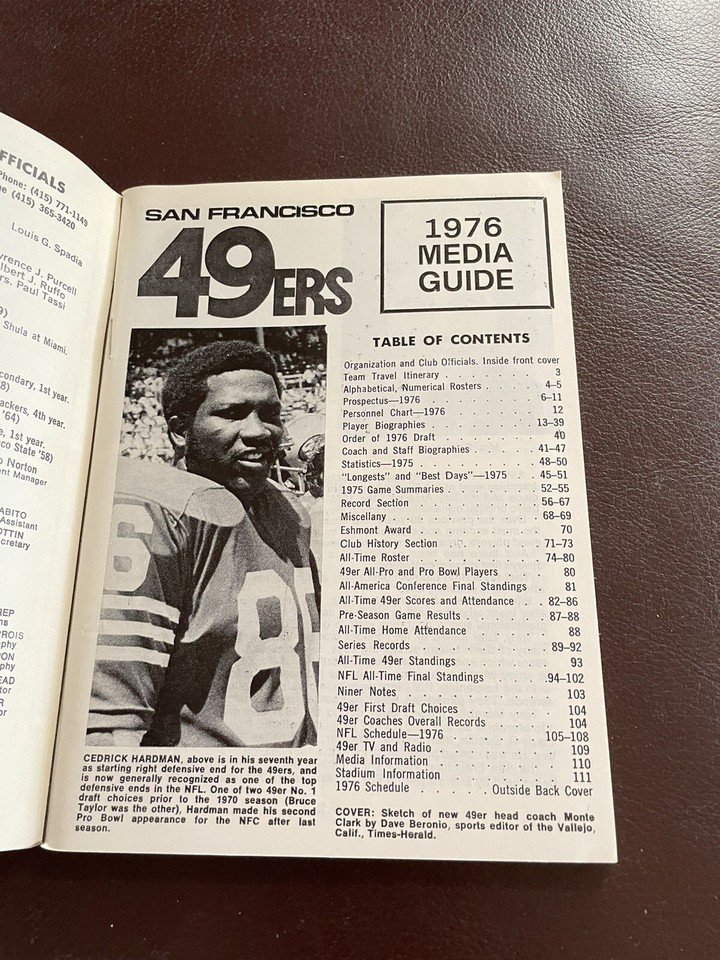 1976 San Francisco Forty Niners 49ers Press Radio Media Guide Near Mint ...