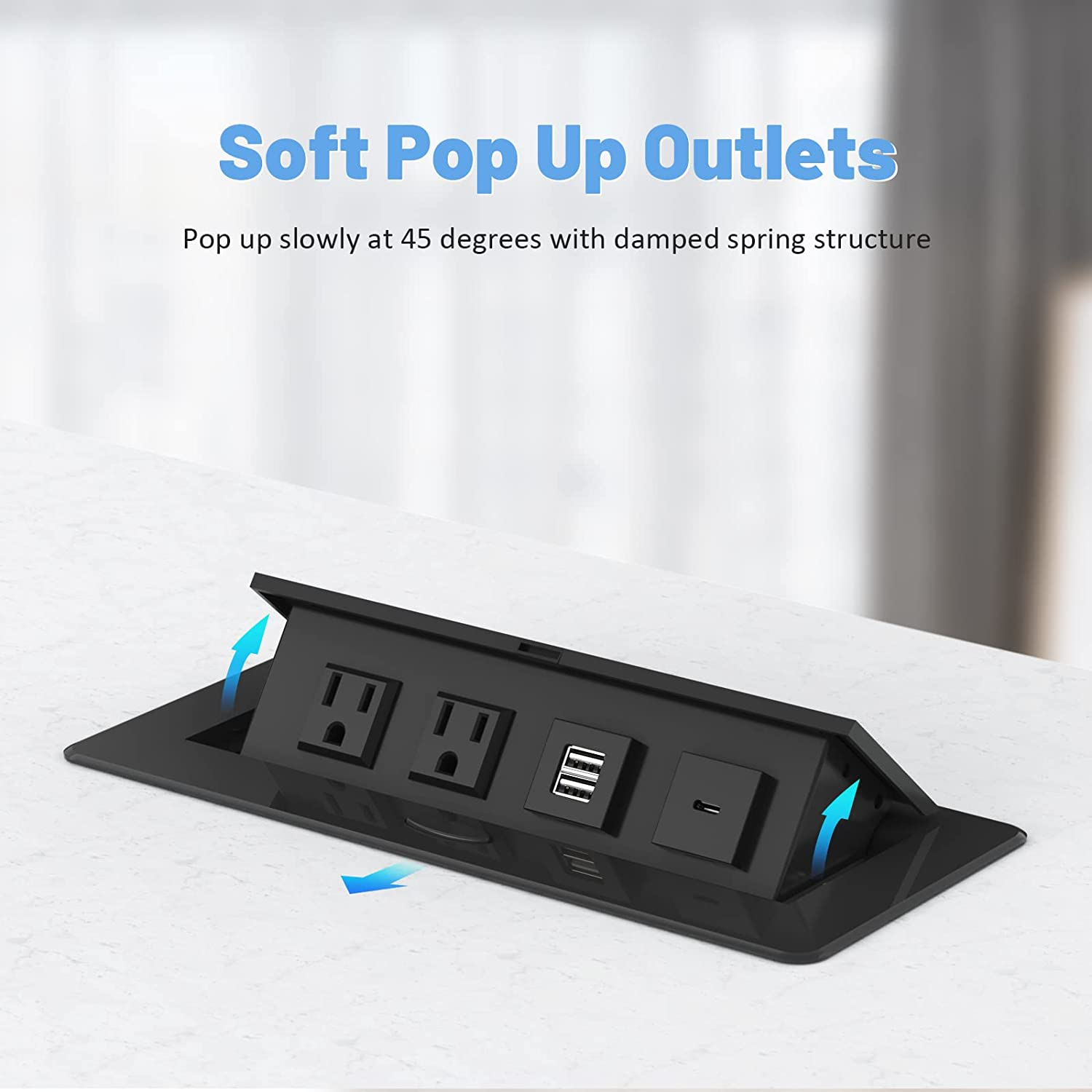 Pop up Power Strip with USB C Ports, Recessed Power Grommet Outlet Hub ...