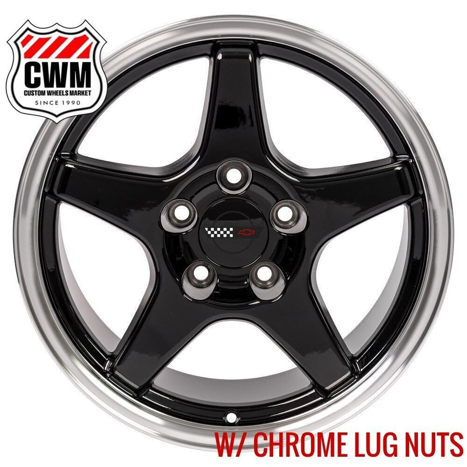 GLOSS BLACK C4 ZR1 CORVETTE WHEELS 17x9.5 FITS 1988-1996 C4 CORVETTE W ...