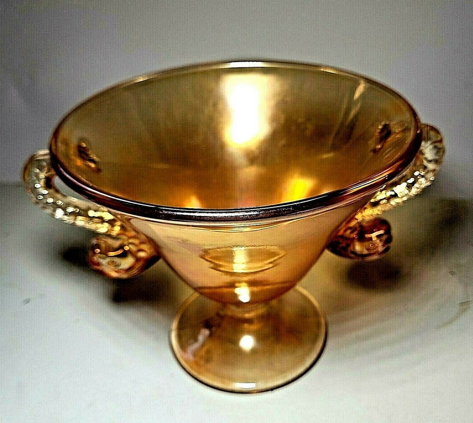 Fenton Marigold Footed Compote/Comport Bowl w/ Dolphin Handles-NWT in ...