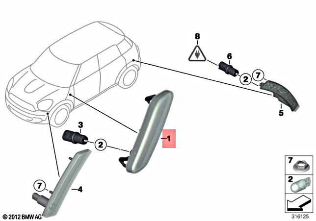 Genuine Addit. Turn Indicator Lamp Left White MINI Cooper Jcw One ...