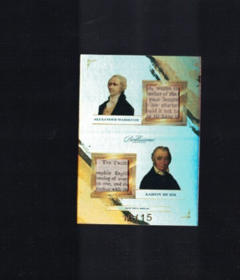 Alexander Hamilton Aaron Burr 2023 Bellissimo Relic Card 10/15 LML | eBay
