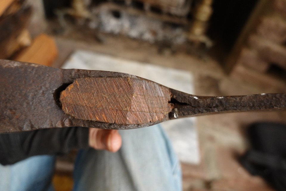 Antique FORGED IRON "G.W.P. & STESI" HEWING BROAD AXE 12" Timber ...