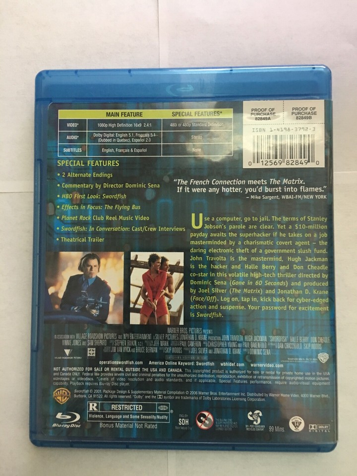 Swordfish (Blu-ray Disc, 2006) No Digital Copy 12569828490| eBay