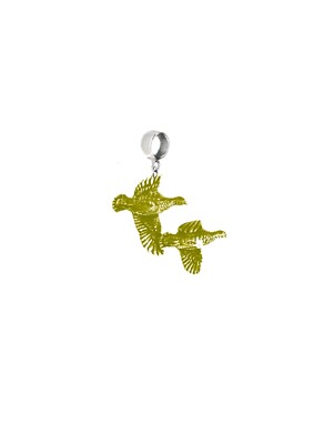 B33 Partridge GOLD Pewter charm on bail 5mm Hole add to Bracelet ...