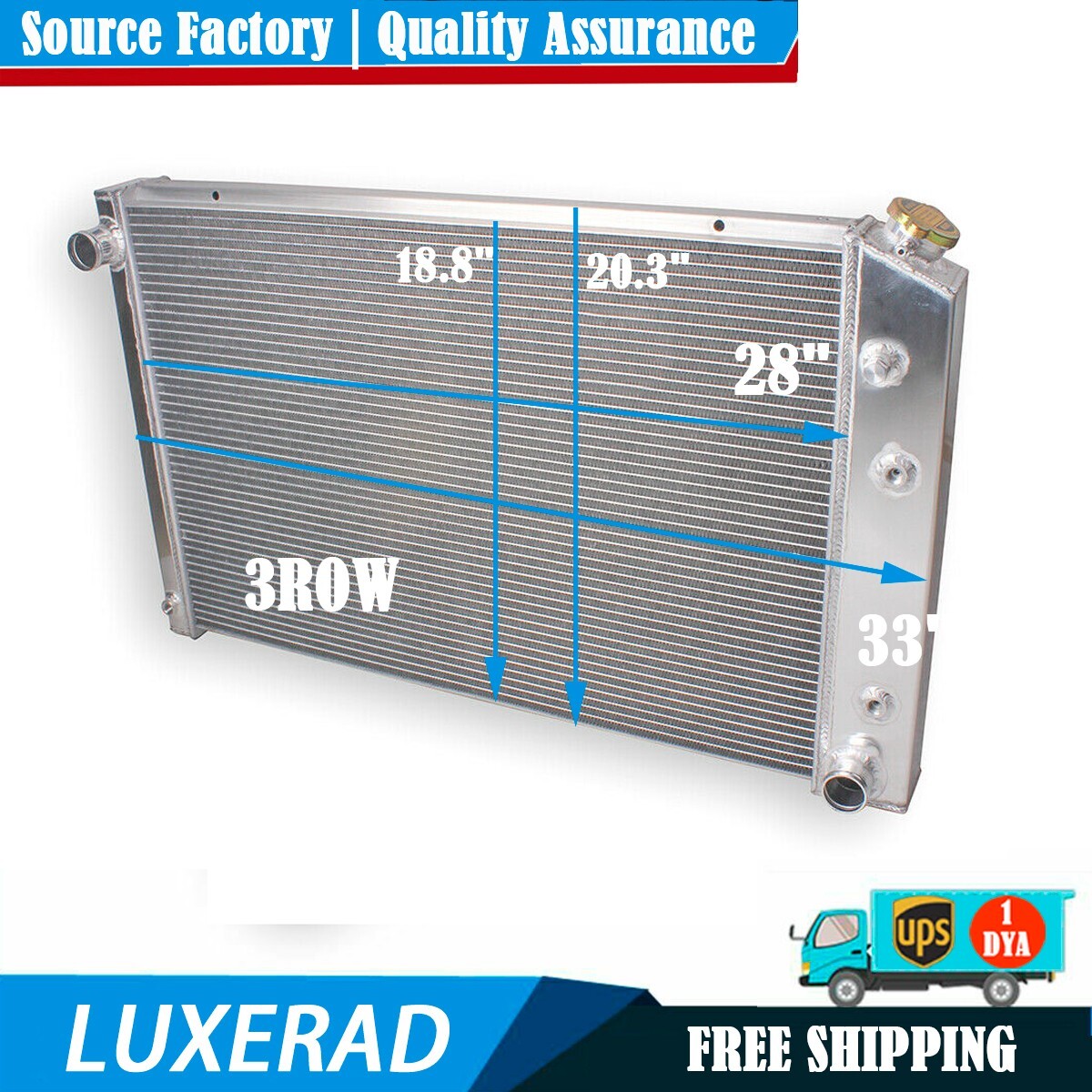 3 Row Radiator for 1973-87 Chevy GMC C10 C20 C30 K10 K20 K30 Pickup P10 ...