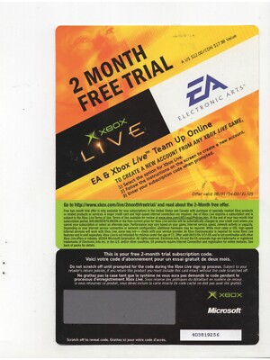 2 Month Free Trial EA Sports Original Xbox INSERT ONLY Authentic | eBay