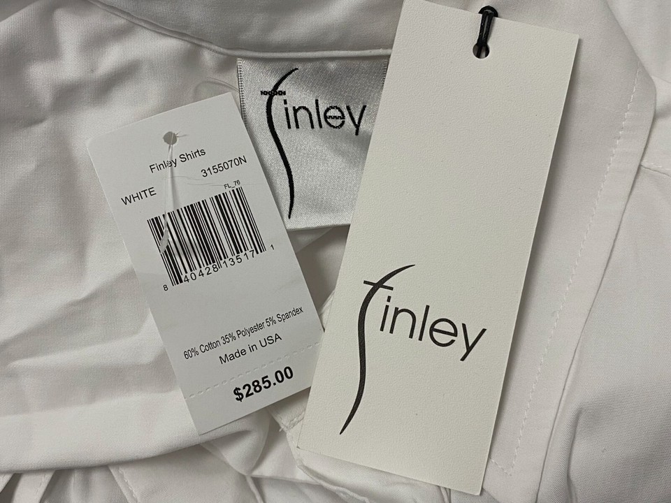 $285 Finley Women's White Roll-Tab Sinclair Tunic Button-Up Shirt Top ...