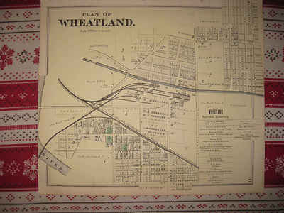 MINT ANTIQUE 1873 WHEATLAND MERCER COUNTY PENNSYLVANIA HANDCOLORED MAP ...