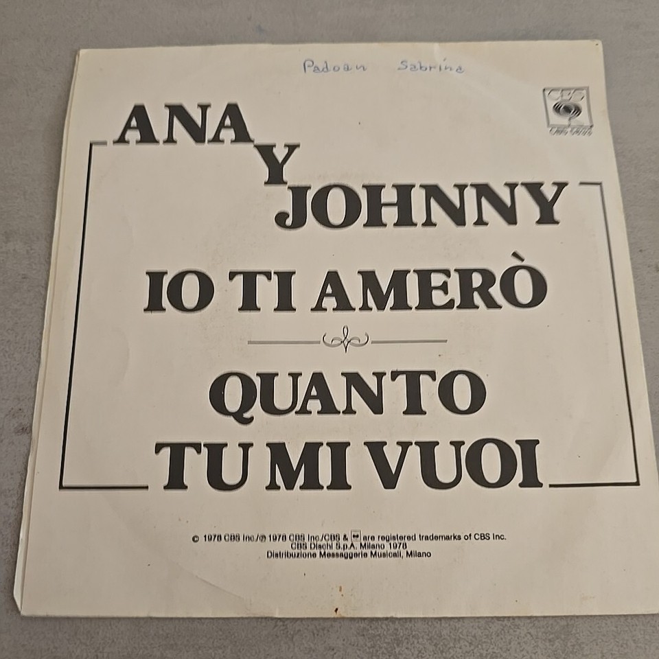 Ana Y Johnny Io Ti Amero 'Quantum Mi Need 45 Italy Press 1978 | eBay ...
