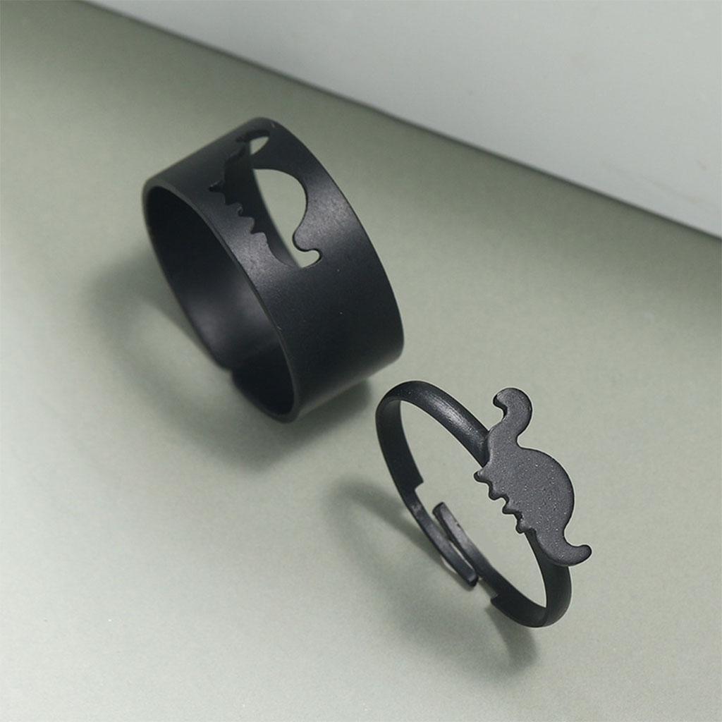 2Pcs Matching Dinosaur Couple Rings Set Stacking Hollow Adjustable ...