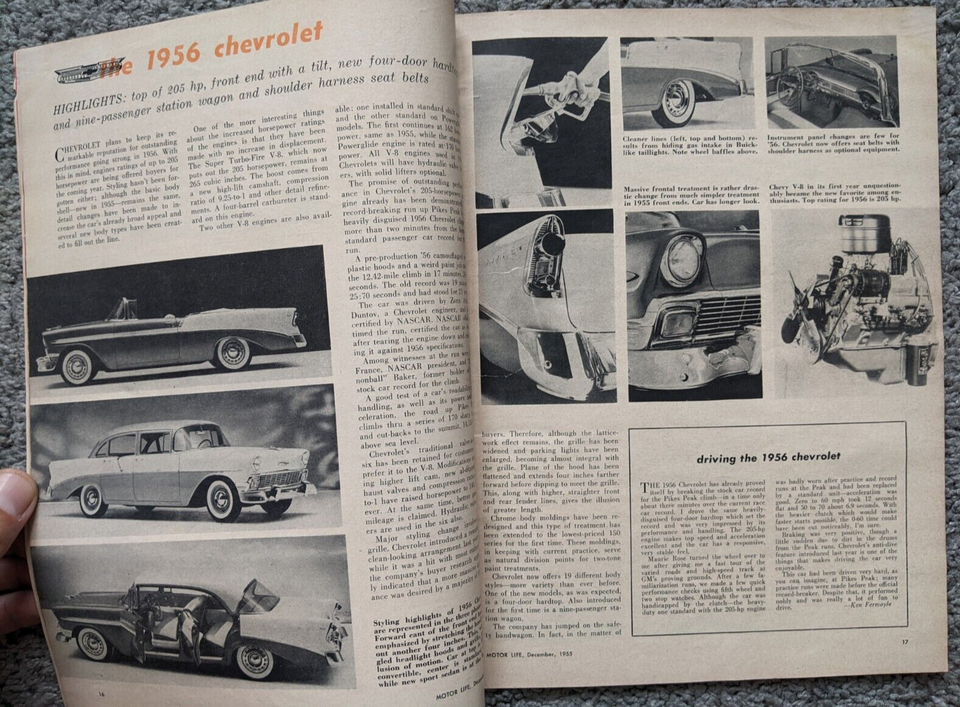 VTG 1955 DECEMBER MOTOR LIFE MAGAZINE FORD LA TOSCA MG LINCOLN ...