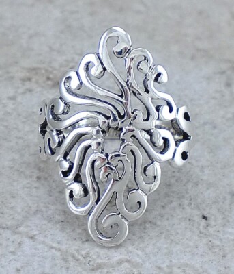 EXOTIC .925 STERLING SILVER FILIGREE SWIRL RING size 10 style# r2406 | eBay