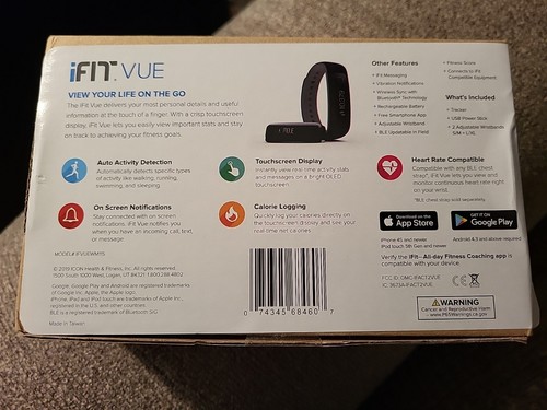 iFit VUE Tracker Calorie logging Heart Rate Compatible 2 Wrist Bands S ...