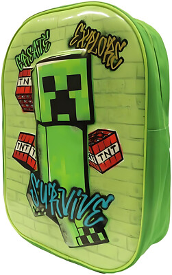 Minecraft Creeper 3D Glossy Finish Backpack | eBay UK
