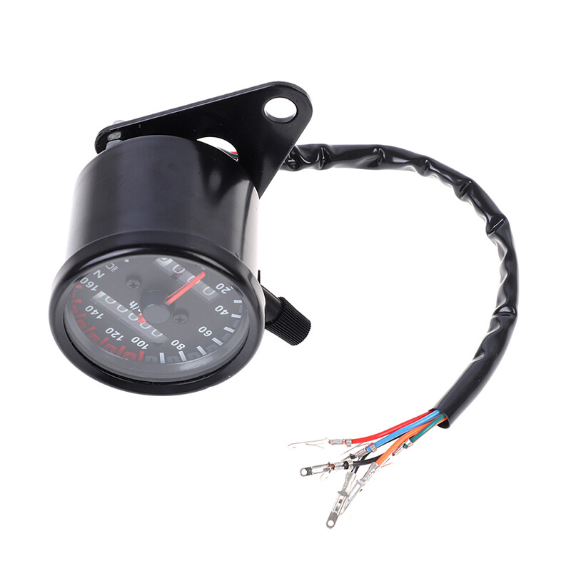 Universal Black Motorcycle Dual Speedometer Odometer 12V Moto with LED ...