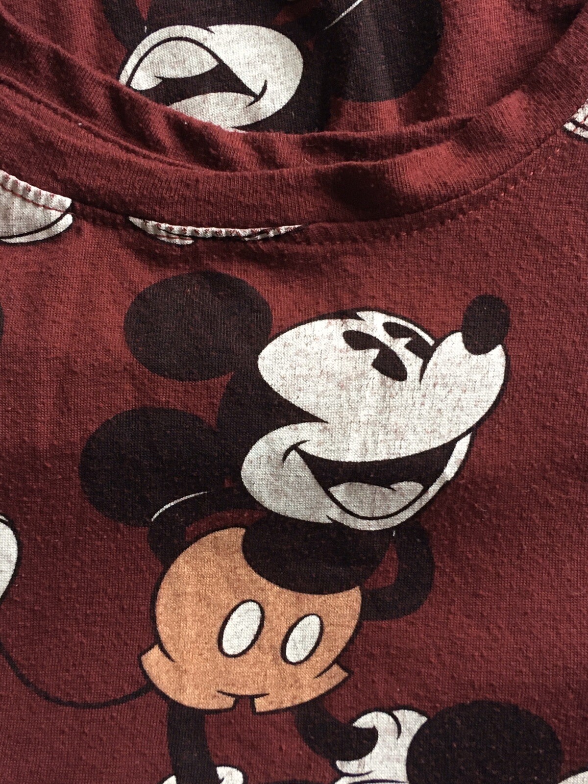 Rare Vintage 1980s Burgundy MICKEY MOUSE T Shirt All … - Gem