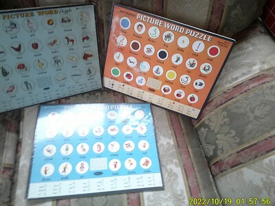 3 Whitman Puzzles Help Yourself Picture Word Puzzle Verbs,Nouns ...