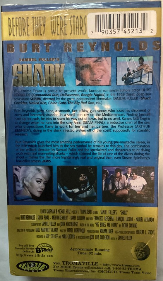 Sam Fullers Shark VHS 1999 MINT Factory Sealed Troma Burt Reynolds ...