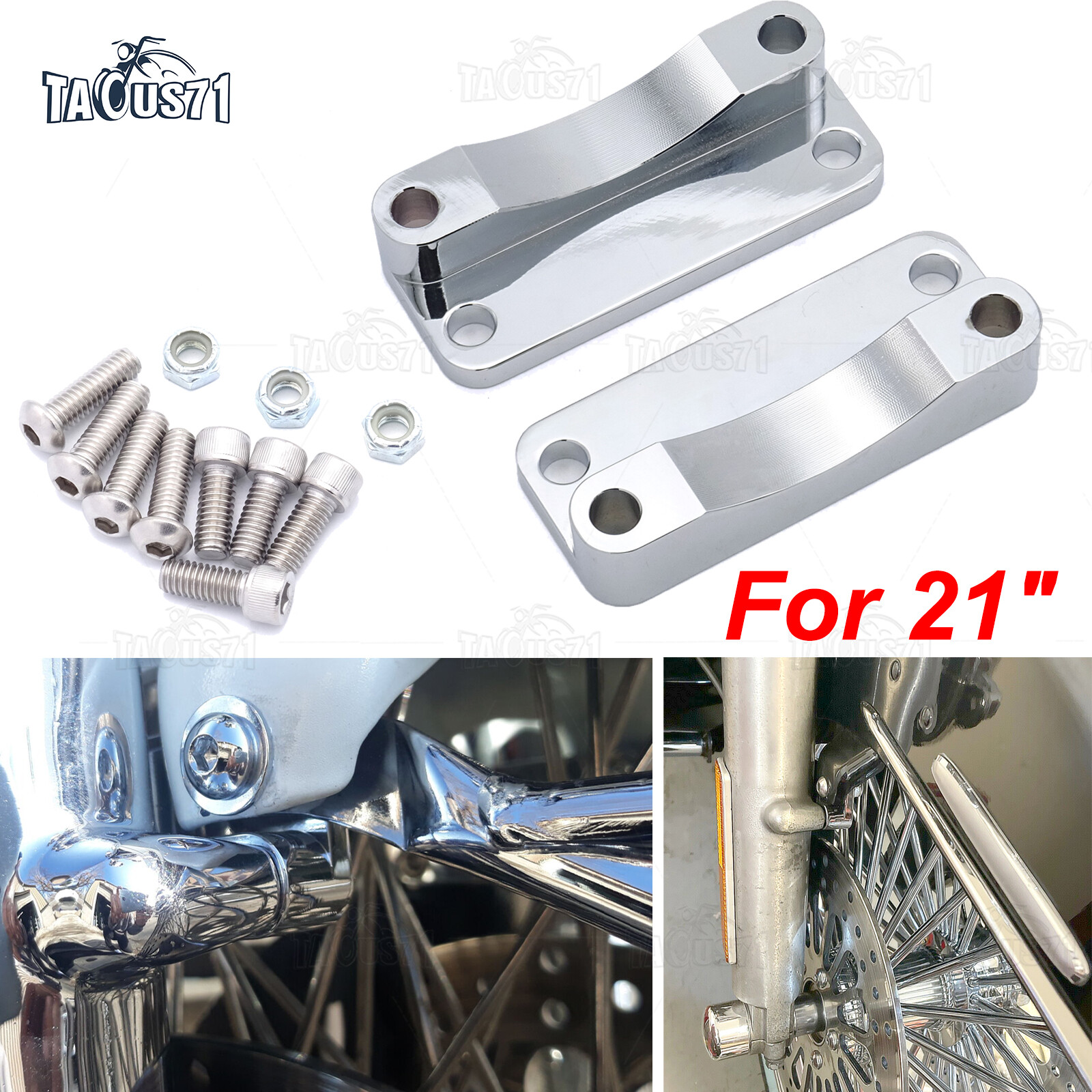 21'' Tire Front Fender Riser Relocator Kit For Harley Touring FLHT FLHR ...