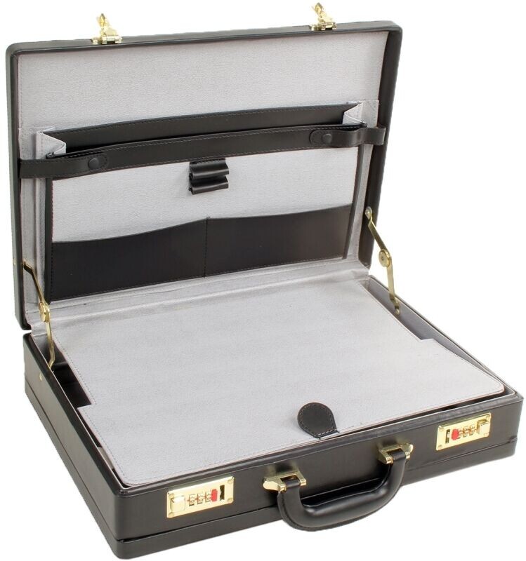 Professional Mens Leather Executive Black Briefcase with Combination ...